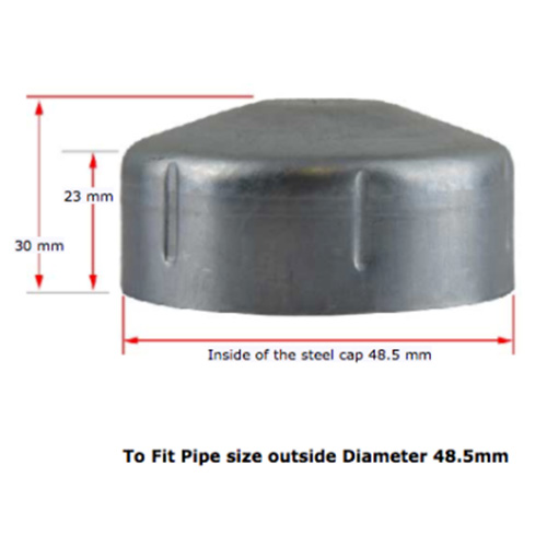 Steel Galvabond Round Post End Cap | Tube Size 48.5mm
