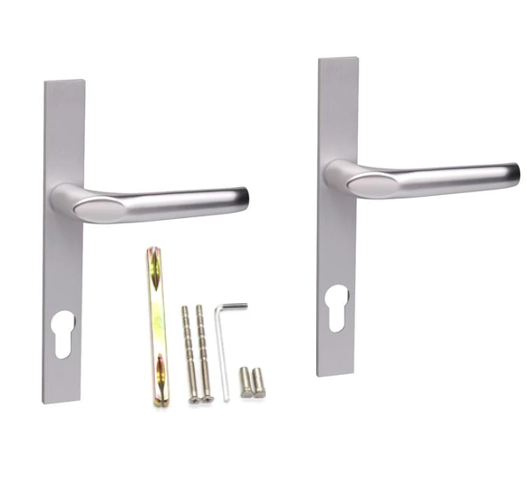 Insert Mortice Lock Handle Set - Euro, Aluminium in Satin Chrome Silver ...